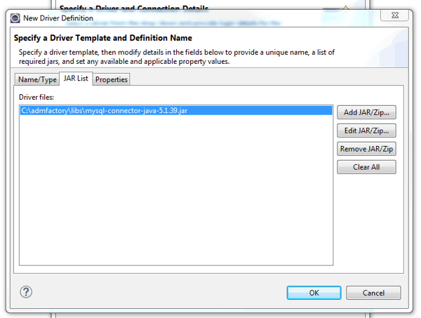 Configure Database Connection In Eclipse Admfactory